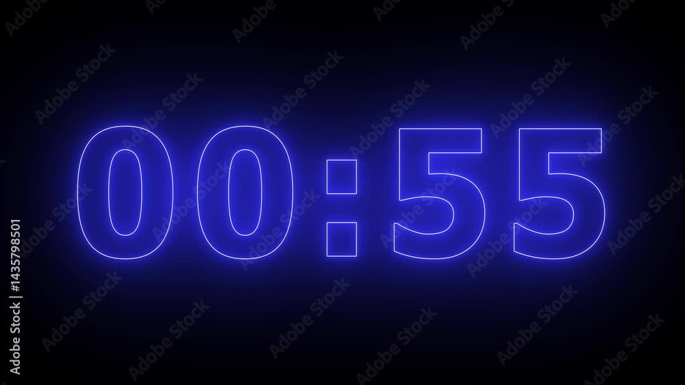Neon Two Minute Digital Timer. 1 Minute Digital Negative Countdown ...
