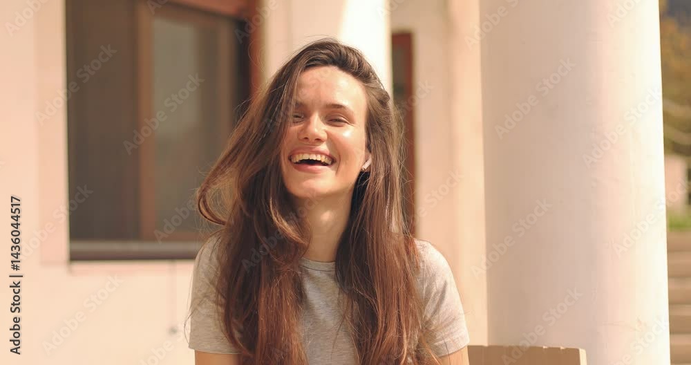 Lovely coquettish brunette woman, winking playfully, flirting. Woman ...