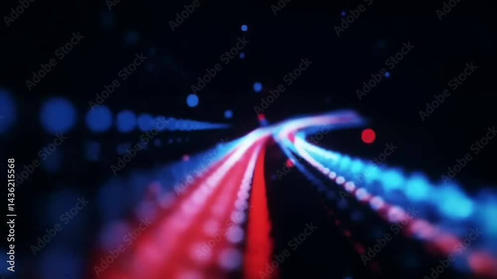 abstract fast moving lines. High speed motion blur. curved blue and red ...