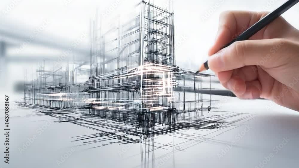 Architect's Blueprint: A detailed architectural blueprint is brought to ...