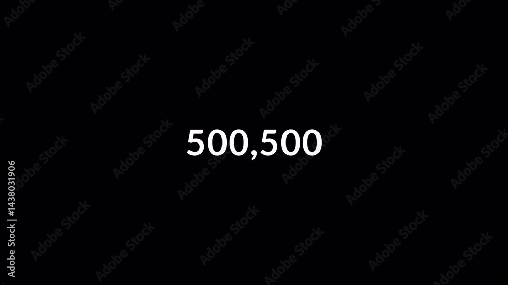 Number counter animation from 0 to 1000,000 on a transparent background ...