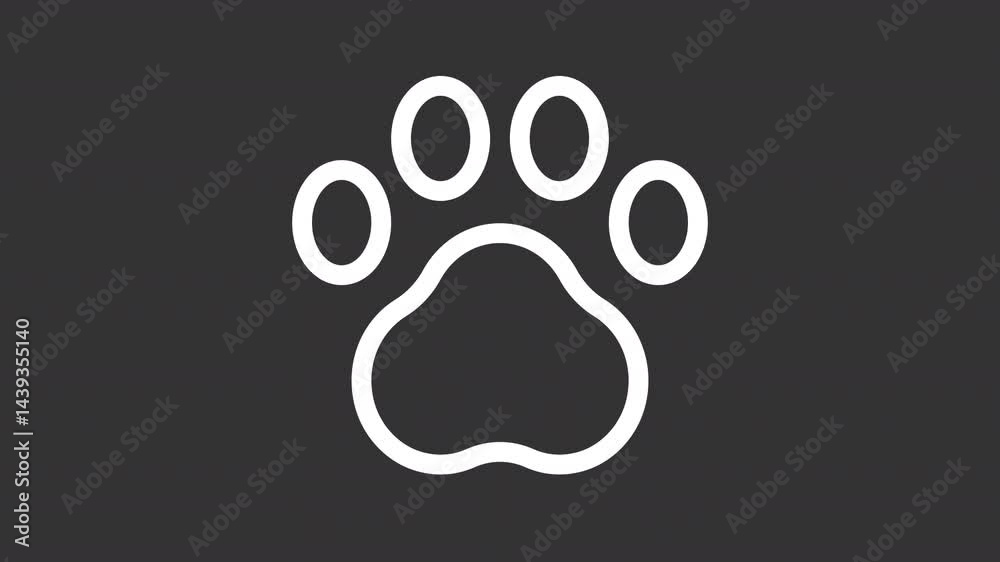 Paw ui icon white line animation. Animal friendly service. Veterinarian ...