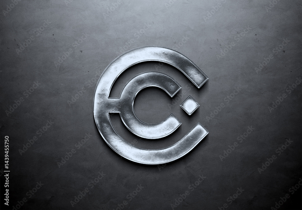 Old Chrome Logo Mockup with Detailled Texture Effect Stock Template ...
