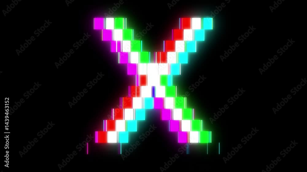 Pixelated neon letter x perfect for futuristic designs and digital ...