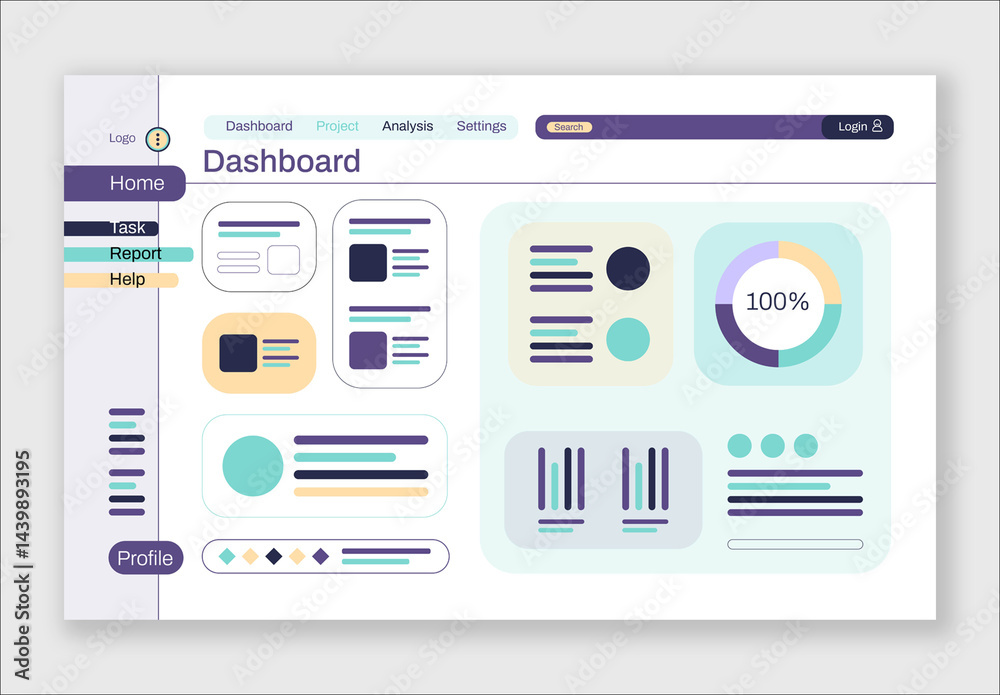 Business Dashboard Wireframe Design Stock Template | Adobe Stock