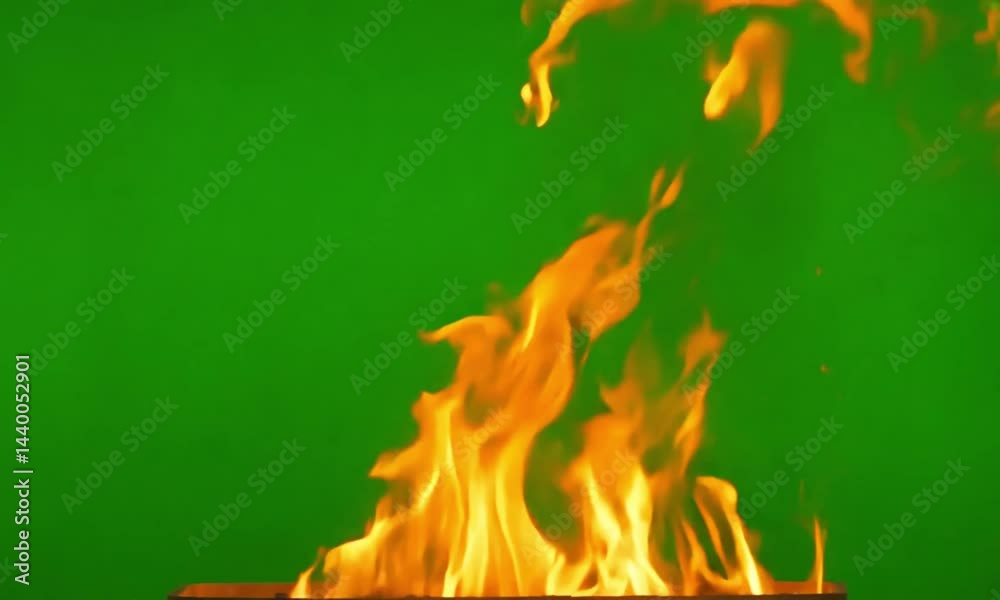 3D realistic fire effect with blazing flames rising on an isolated ...