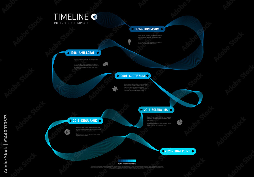 Blue Wavy Timeline Infographic Template for Data Visualization Stock ...