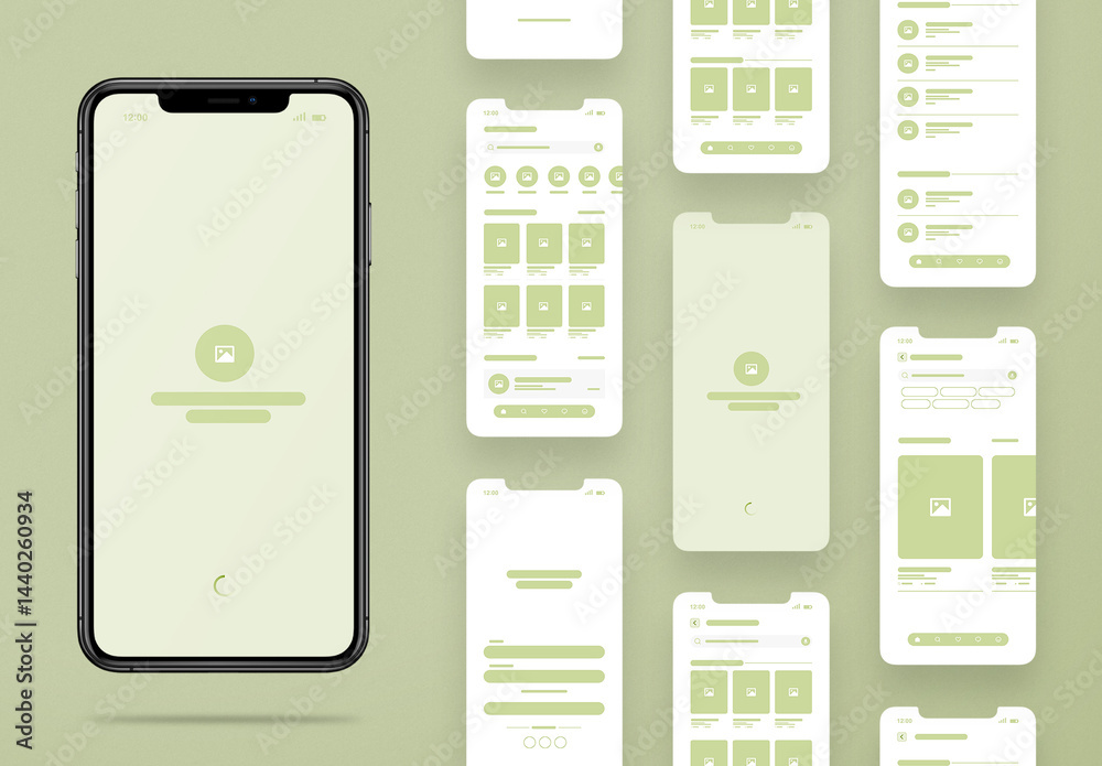 Modern Mobile App Wireframe UI UX Design Template Stock Template ...