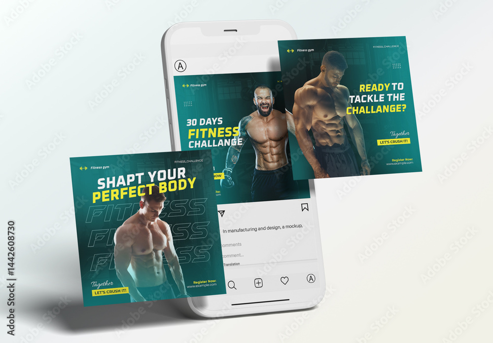 Fitness Carousel Social Media Post Template Stock Template | Adobe Stock