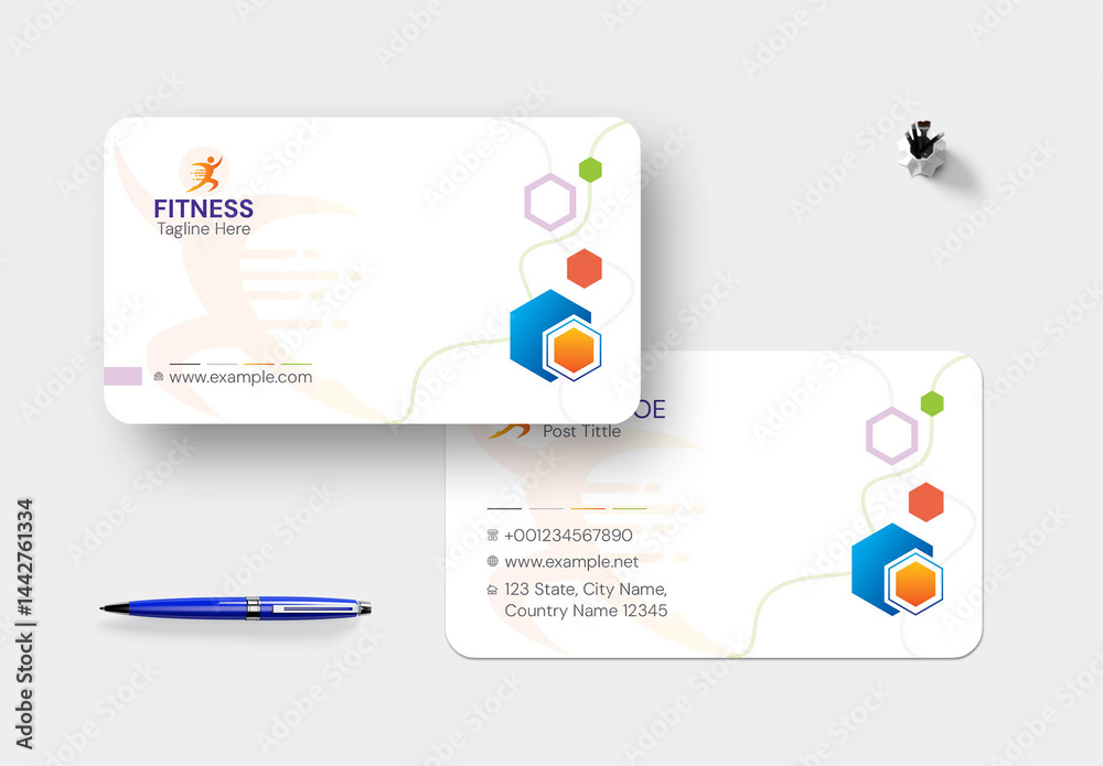 Modern Fitness and Health Business Card Design Template Professional ...