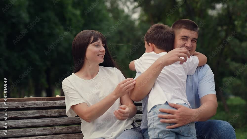 male female love son child, happy family, people hugging park, happy ...