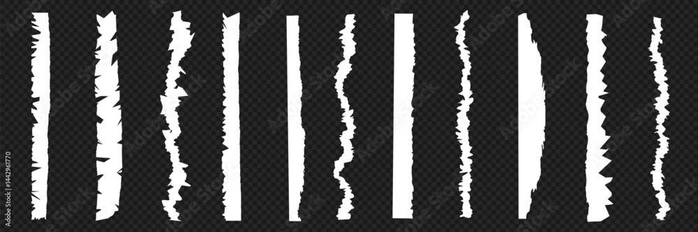Poster White torn paper tears pieces collection isolated with soft ...