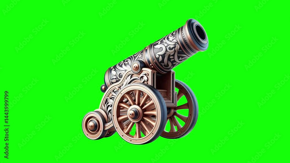 Decorative cannon green screen animation motion graphic in 4K high ...