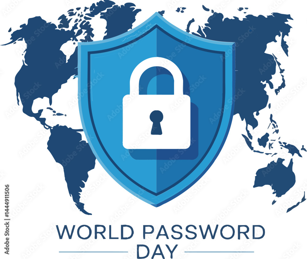 Poster World map with secure lock – cyber safety vector illustration ...