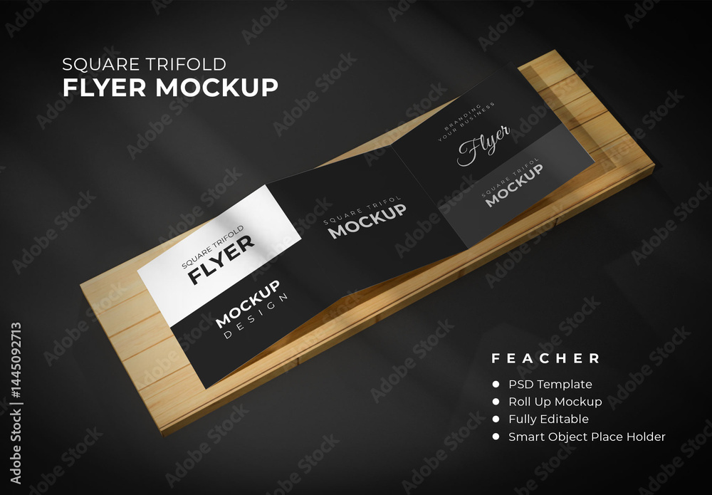 Square Trifold Flyer Mockup Stock Template | Adobe Stock