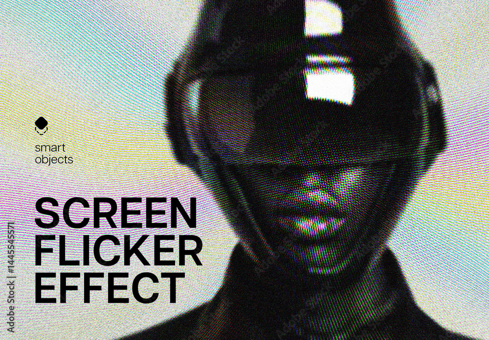 Screen Flicker Photo Effect Mockup Stock Template | Adobe Stock