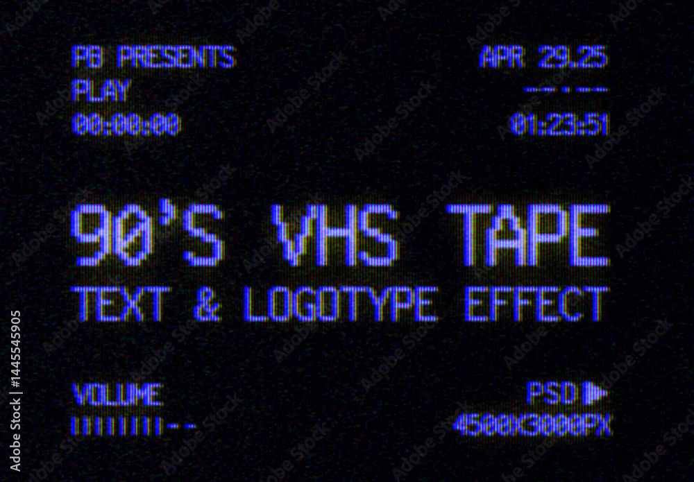 VHS Tape Text & Logo Effect Mockup Stock Template | Adobe Stock