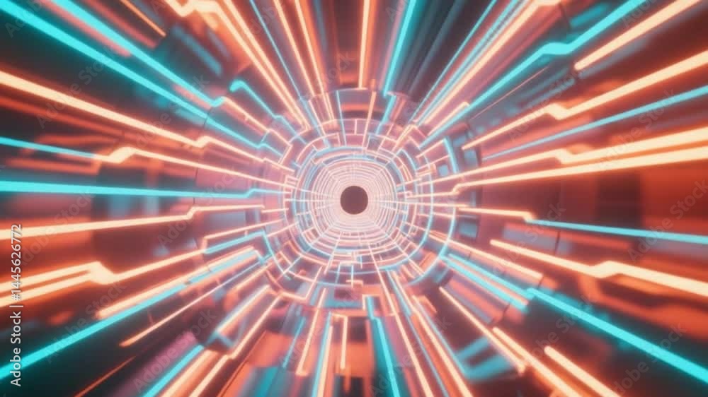 Abstract Light Tunnel, Sci-Fi Vortex, Neon Portal – 4K HD Video Footage ...