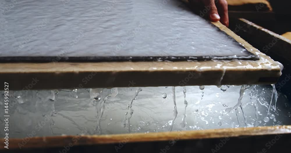 Super Slow Motion Macro of Lifting the Mould and Deckle After Paper ...