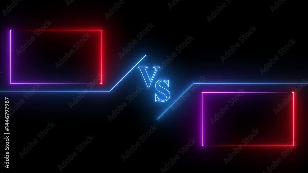Vs title. Versus screen in neon style.. Neon banner Announcement of two ...