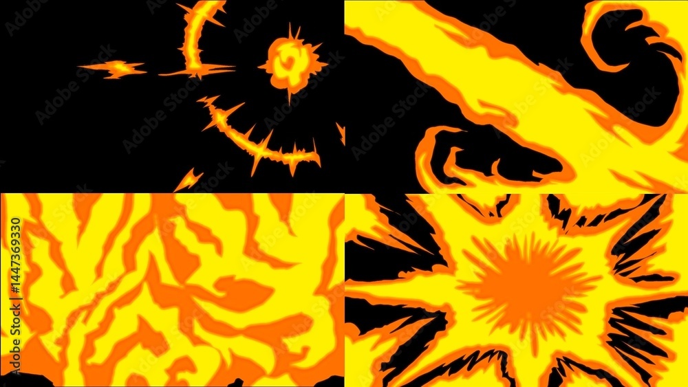 Hand Drawn Cartoon Fire Anime Transition Pack Stock Template | Adobe Stock