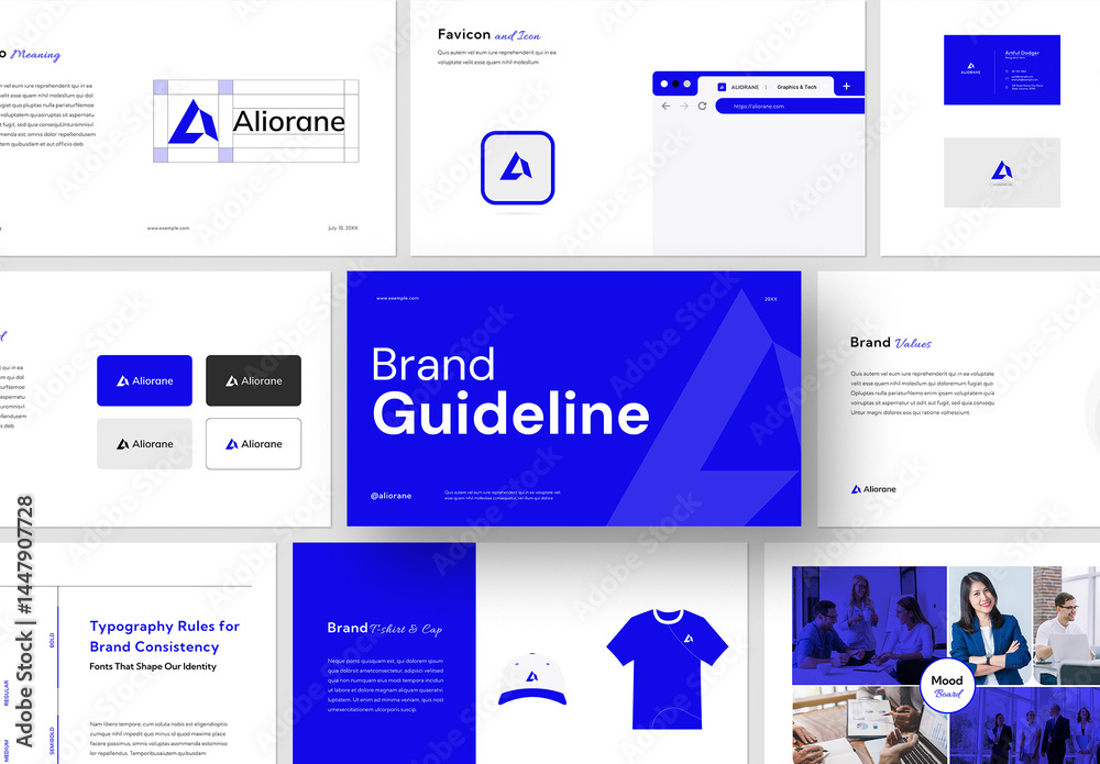 Modern Blue Brand Guidelines Presentation Layout Stock Template | Adobe ...