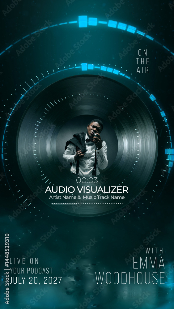 Vertical Vinyl Records Audio Visualizer Stock Template | Adobe Stock
