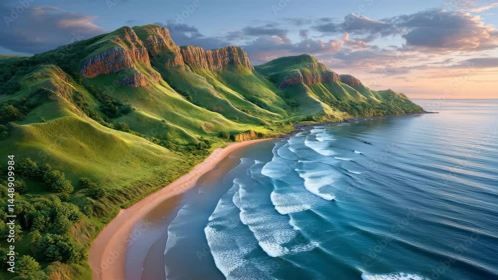 Ocean spirit animation maps coastline flow with drone rhythm, natural ...