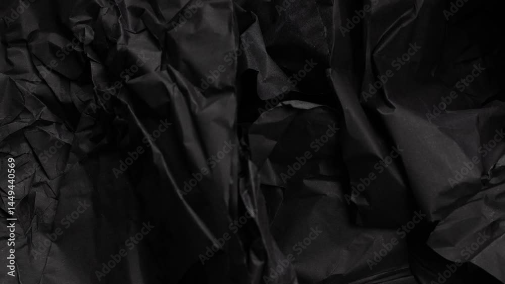 Seamless animated loop of crumpled black paper with worn, crumpled ...