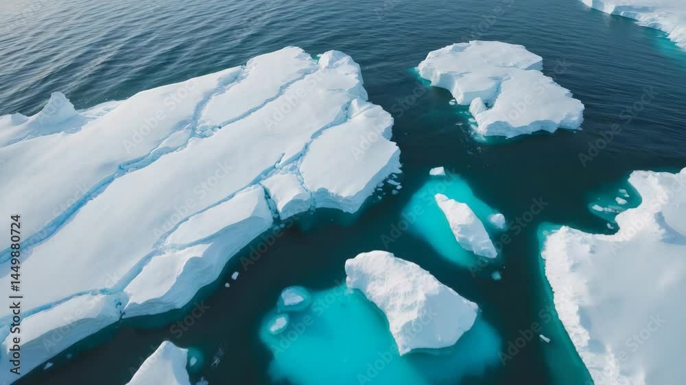 Environmental ecological concern - glacier thawing. Aerial drone ...