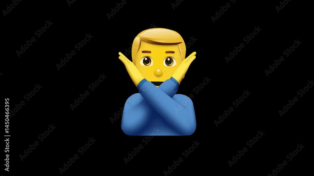 Man Gesturing No Emoji Animated on a Transparent Background. 4K Loop ...