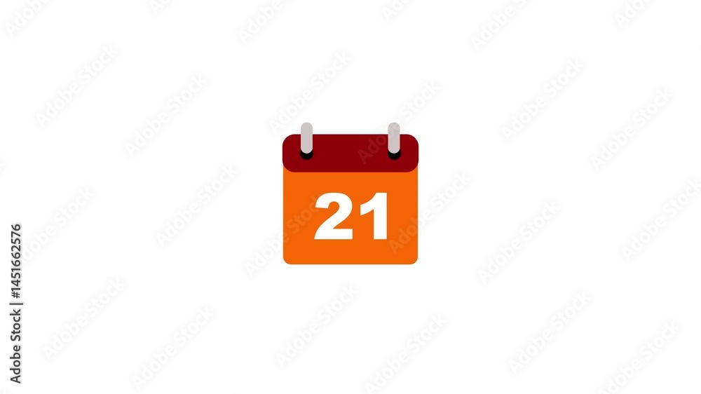 21 date calendar icon Animation with transparent background. Flat ...