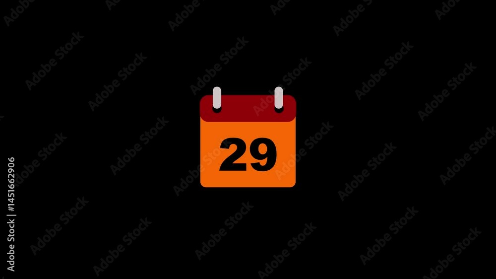 29 date calendar icon Animation with transparent background. Flat ...