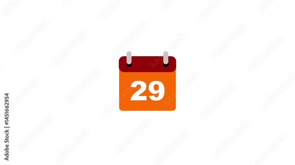 29 date calendar icon Animation with transparent background. Flat ...
