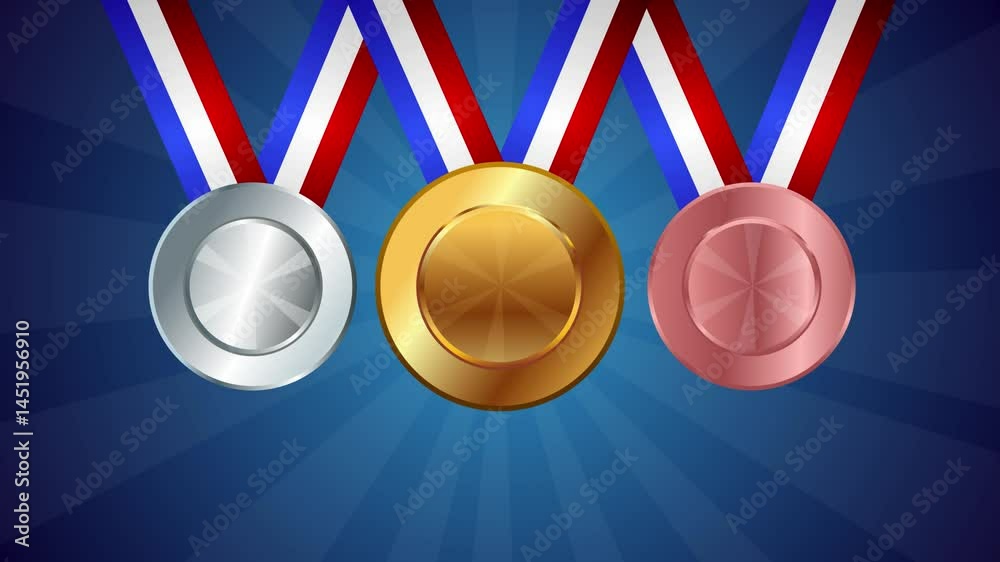 Gold silver bronze medals set of empty medal winner championship winner ...
