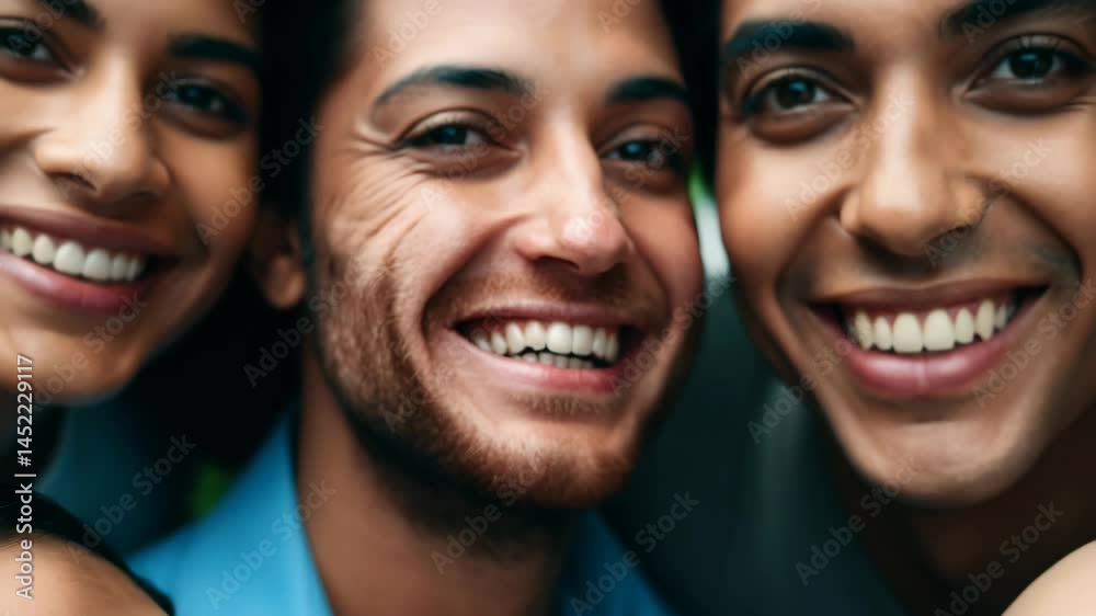 Portraits of diverse people smiling in close-up and group shots, with ...
