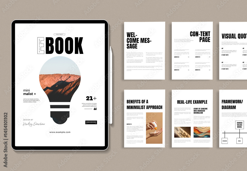 Modern Ebook Template Minimal and Editable Digital Book Layout Stock ...