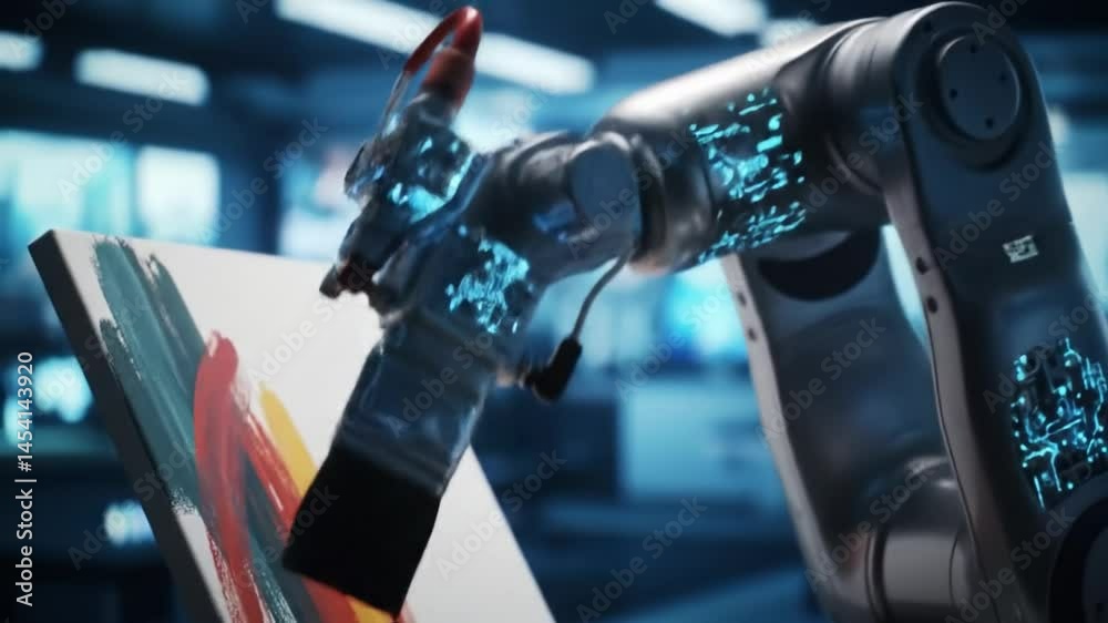 Robot artist creates stunning abstract paintings in a high-tech studio ...
