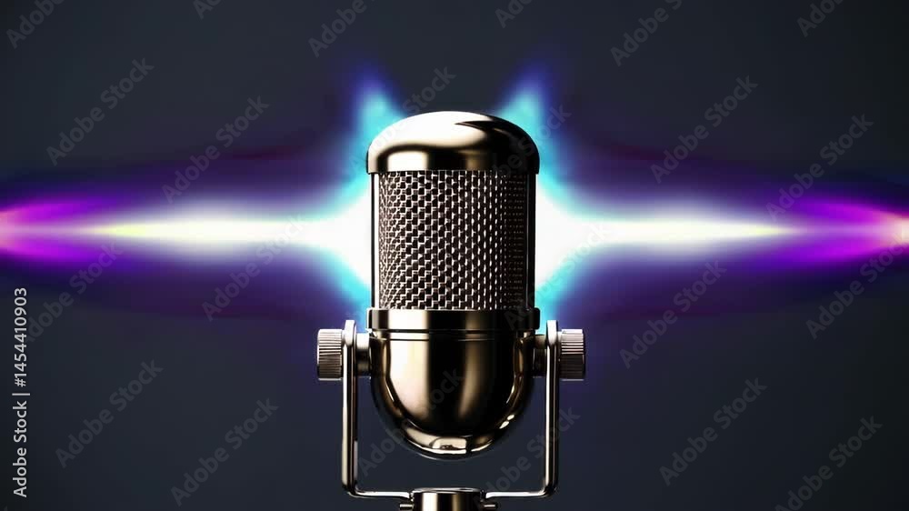 Microphone Emitting Light Waves on Black Background Stock Video | Adobe ...