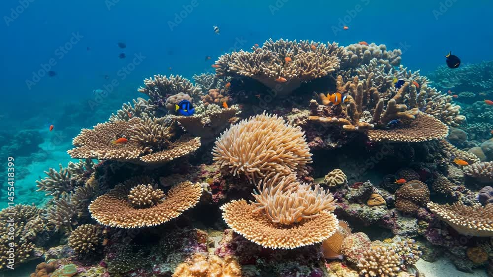 4K HD Video of many varieties of tropical fish swimming around in a ...