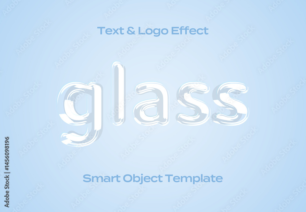 Glass Transparent Text Logo Style Effect Mockup Logotype Template Shape ...