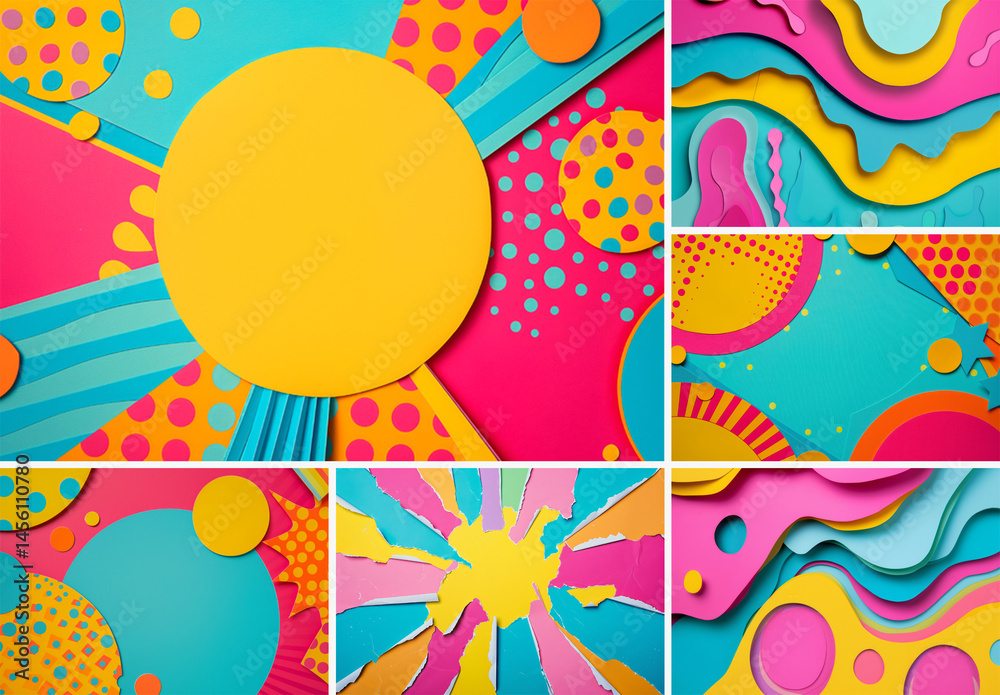 9 Pop Art Cutting Out Background Collection Stock Template | Adobe Stock