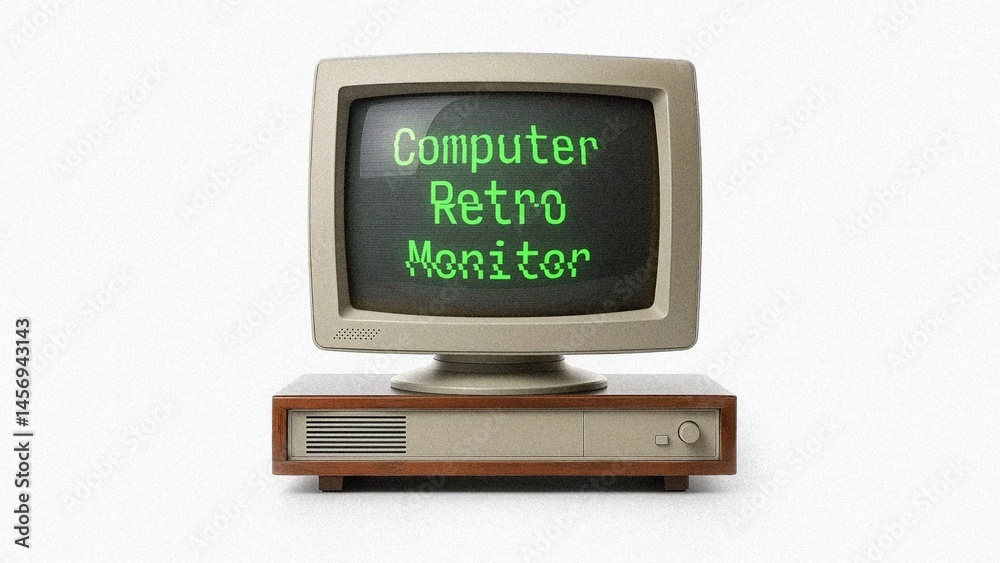 Retro Monitor with Text Stock Template | Adobe Stock