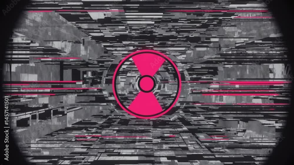 Distorted haunted TV static glitch effect, black and white blood red ...