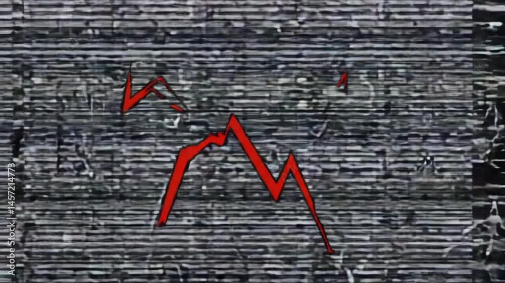 Distorted haunted TV static glitch effect, black and white blood red ...