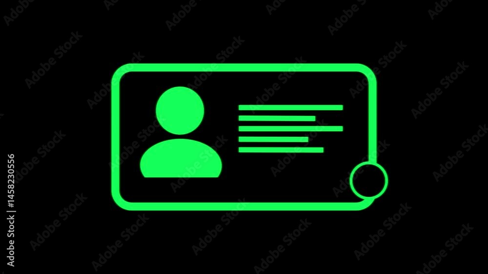 ID Card icon animation. Identification card outline icon. personal data ...