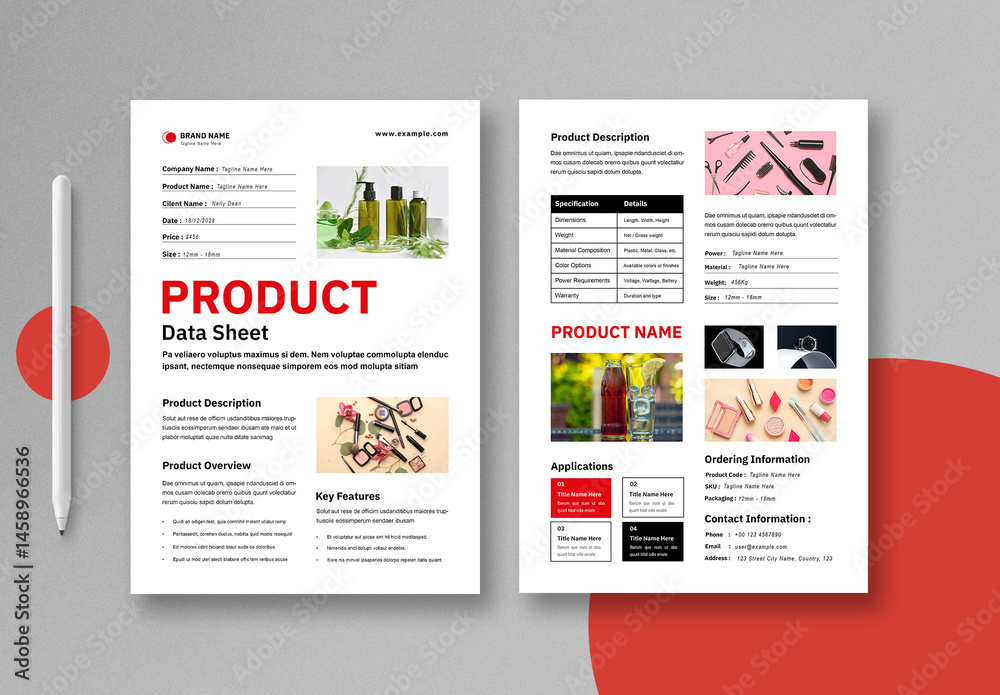 Product Data Sheet Layout Stock Template | Adobe Stock