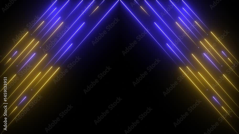 Abstract technology background with blue and golden neon rays. Versus ...