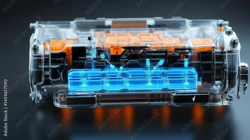 Cutaway view of MG battery cell featuring dendrite-free anode, vibrant ...