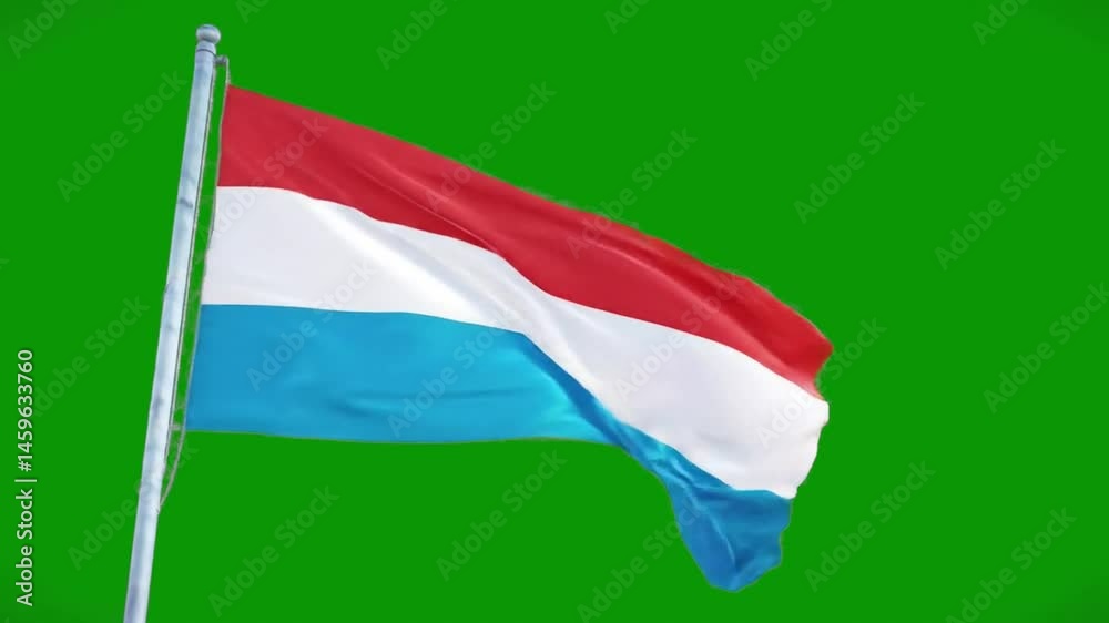 Luxembourg flag waving in wind, HD green screen background, Free Luxembourg flag video ...